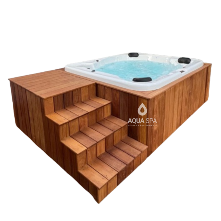 DECK DE MADERA MODELO 3 PASOS PARA JACUZZI - Aqua Spa SAC