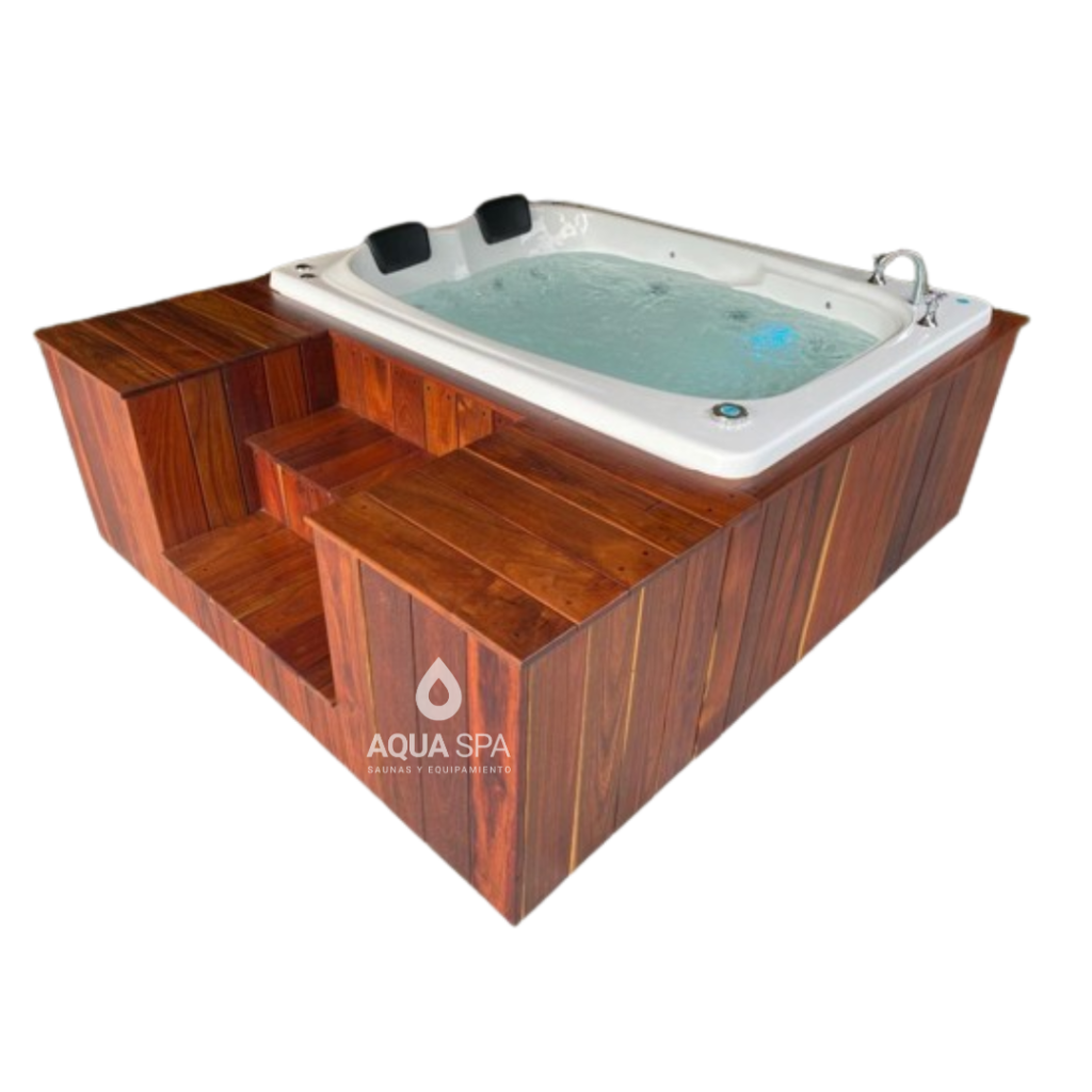DECK DE MADERA MODELO CENTRO PARA JACUZZI - Aqua Spa SAC