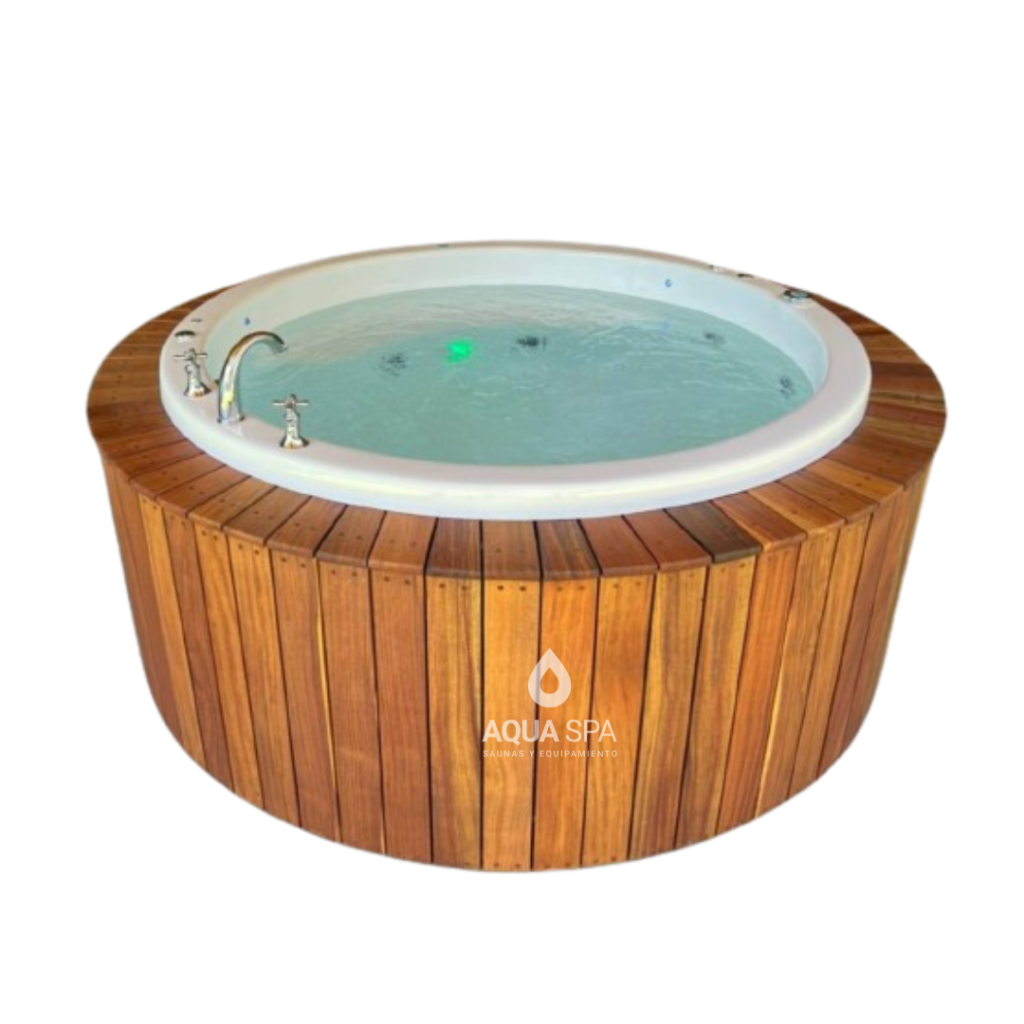 DECK DE MADERA MODELO CIRCULAR PARA JACUZZI - Aqua Spa SAC