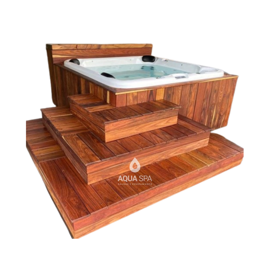 DECK DE MADERA MODELO EJECUTIVO PARA JACUZZI - Aqua Spa SAC